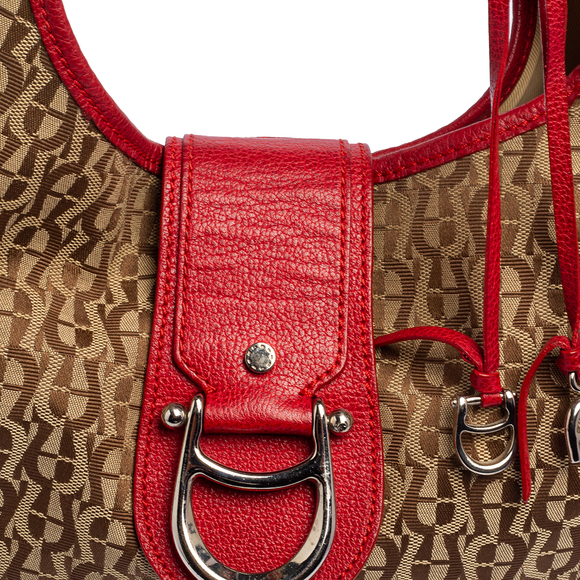 Etienne Aigner | Bags | Aigner Redbeige Signature Canvas And Leather ...